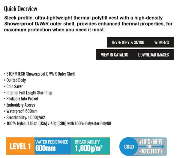 Stormtech Basecamp Thermal Vest - PFV-4 - discounted price $88.00 comp ...